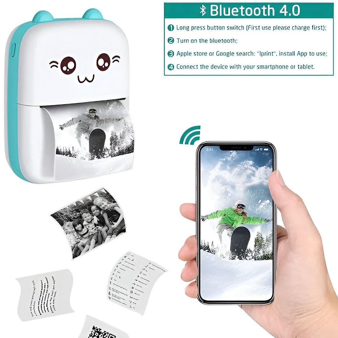 Wireless/Paperless Rechargeable Portable Mini Printer with Box ...